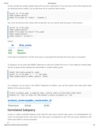 Sql subquery | PDF