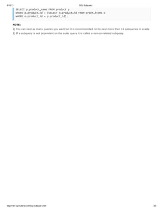 Sql subquery | PDF