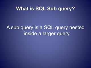 Sql subquery | PPT