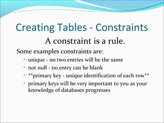 Sql tables | PPT