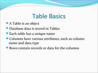 Sql tables | PPT