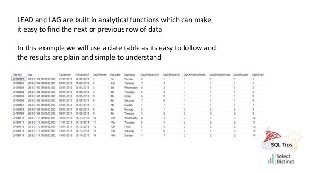 Sql tips lead and lag | PPTX