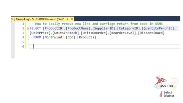 Sql tips remove carriage returns in ssms | PPT