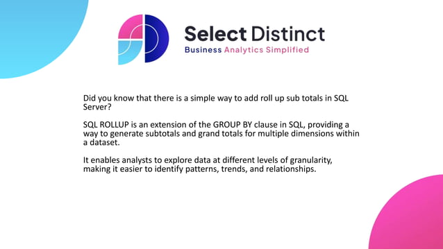 Group by ROLLUP in SQL Server | PPTX