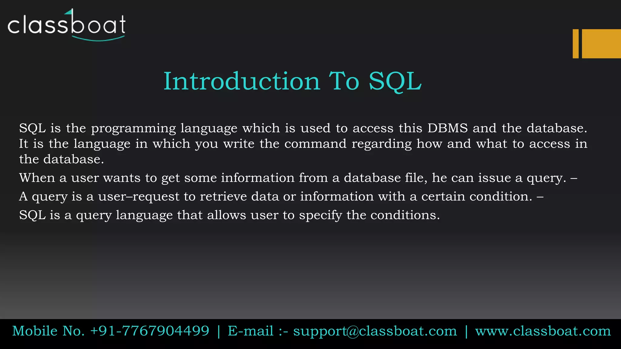 SQL training in Pune | PPT