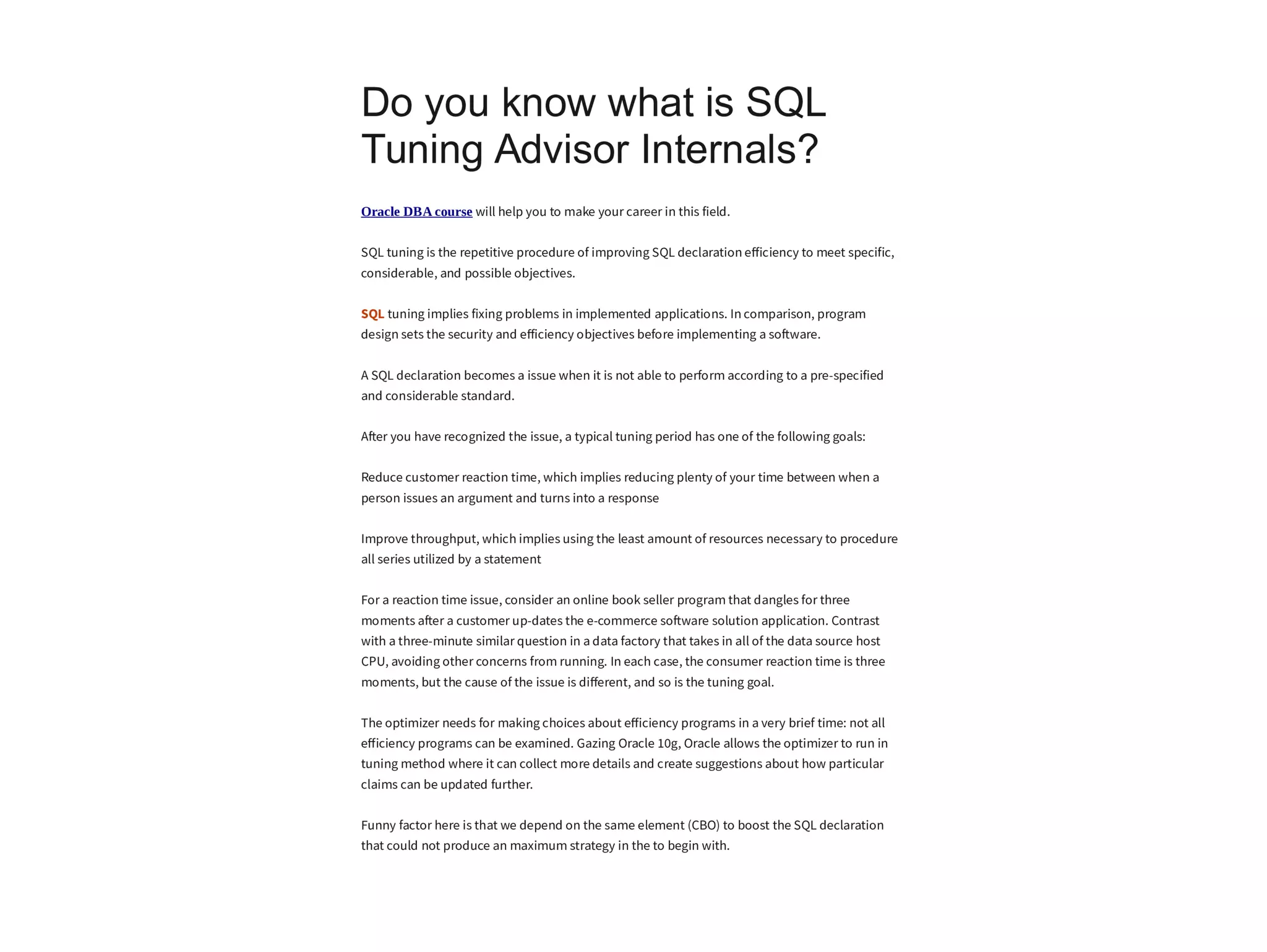 Sql tuning advisor_internals_001 | PPT