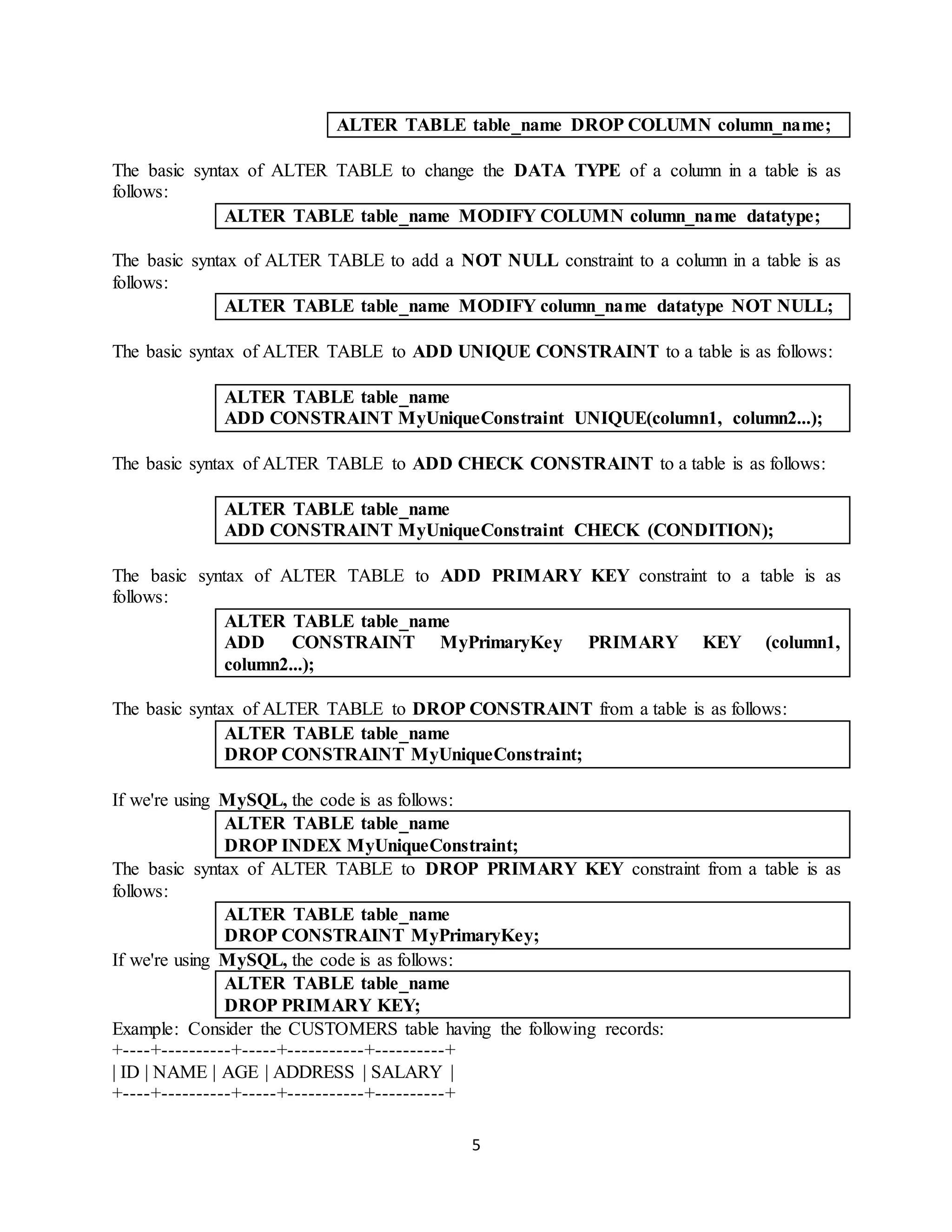 SQL Tutorial for BCA-2 | DOCX