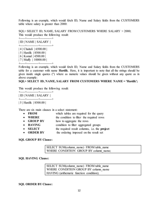 Sql Tutorial For Bca 2 Docx Databases Computer Software And Applications