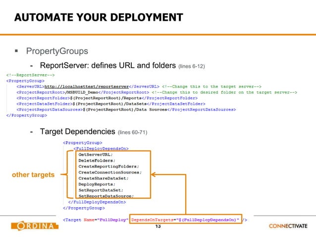 SQLUG MSBUILD SSRS Deployments | PPTX | Programming Languages | Computing