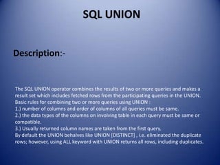 SQL UNION | PPTX