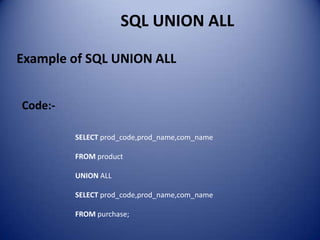SQL UNION | PPTX | Databases | Computer Software and Applications