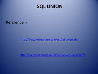 SQL UNION | PPT