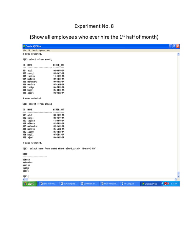Sql update and retrieve | DOCX | Databases | Computer Software and Applications