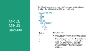 MYSQL using set operators | PPT