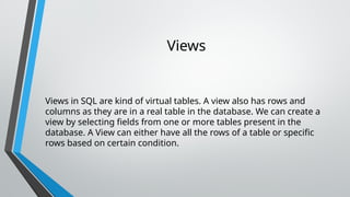 SQLviews in the Database Management Systems | PPTX