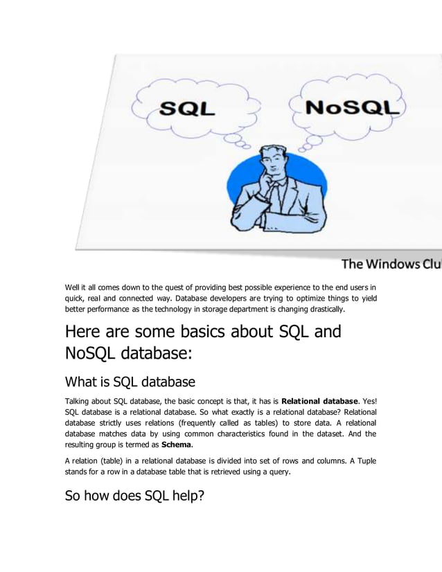 Sql vs NO-SQL database differences explained | DOCX | Databases ...