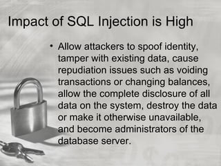 Sql vulnerability advisory presentation | PPT