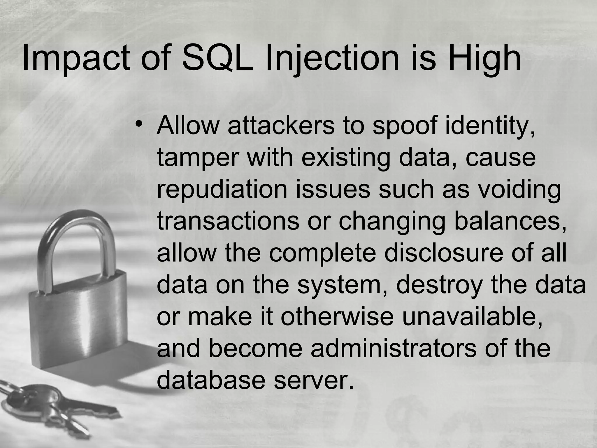 Sql Vulnerability Advisory Presentation | PPT