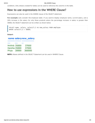 Sql where clause | PDF