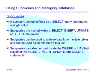Sql xp 04 | PPS | Databases | Computer Software and Applications