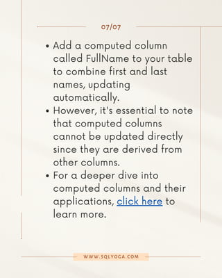 Adding Computed Columns in SQL Server | SQLYoga | PDF