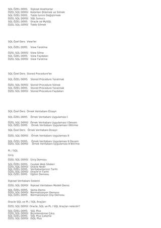 Sql özel ders şi̇şli̇ | PDF