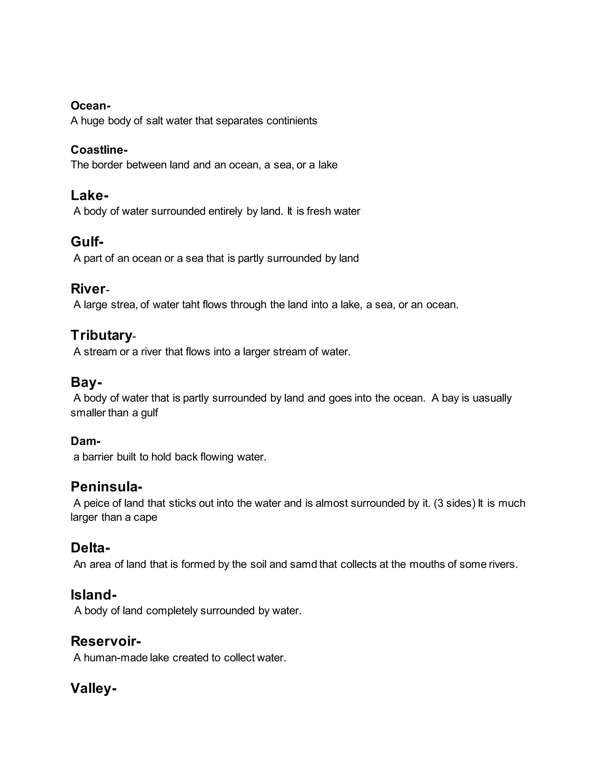 Geographic landform definitions | DOCX