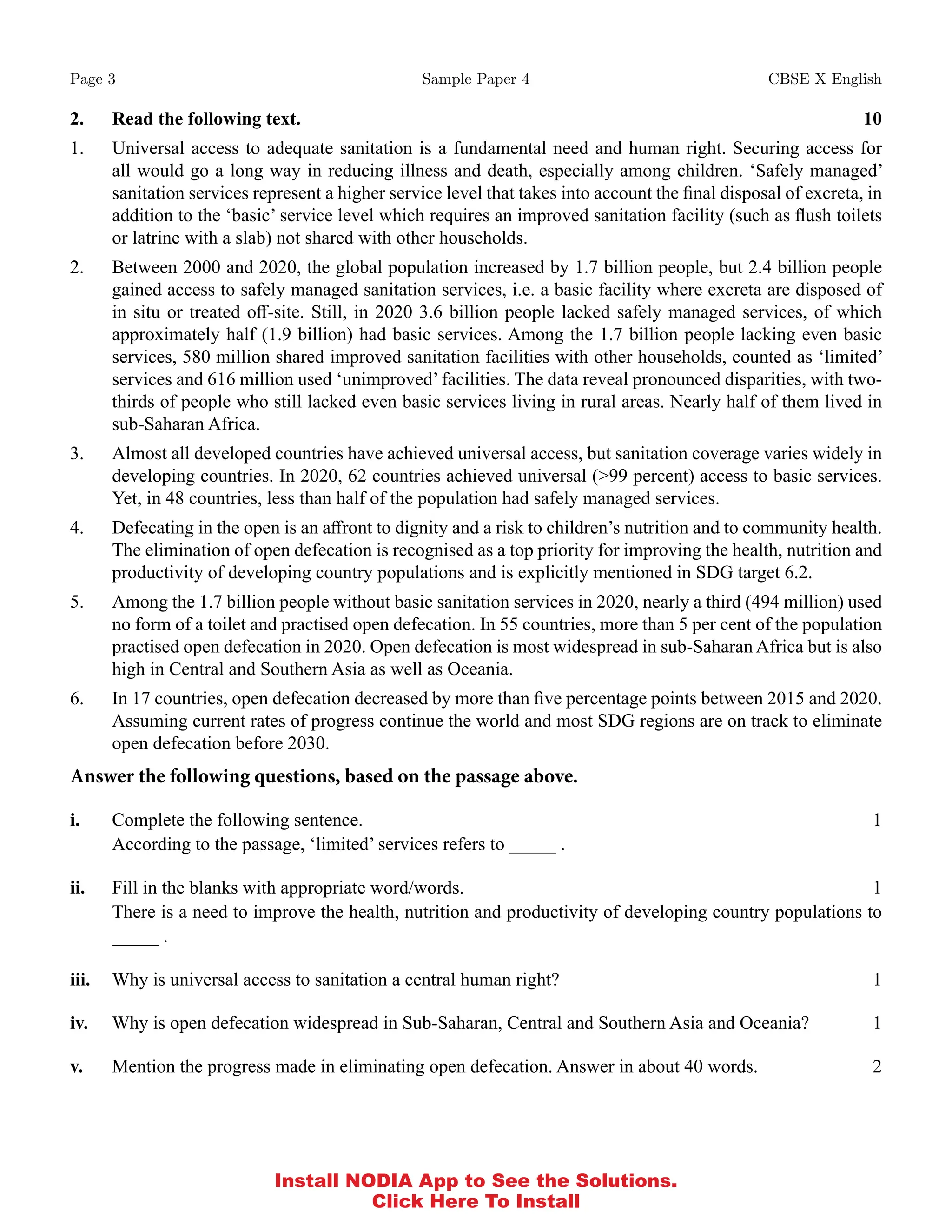 SQP 30 Sets English CBSE 10 sample paper | PDF