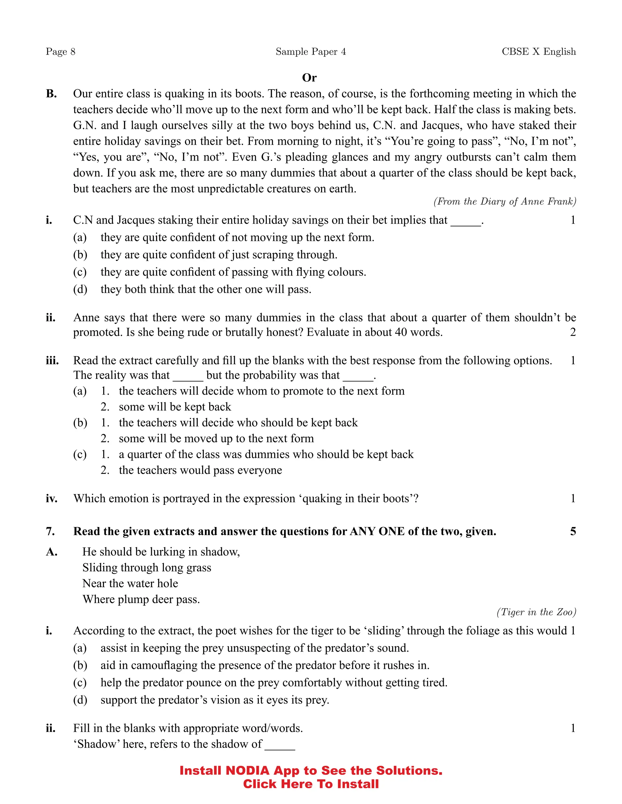 SQP 30 Sets English CBSE 10 sample paper | PDF