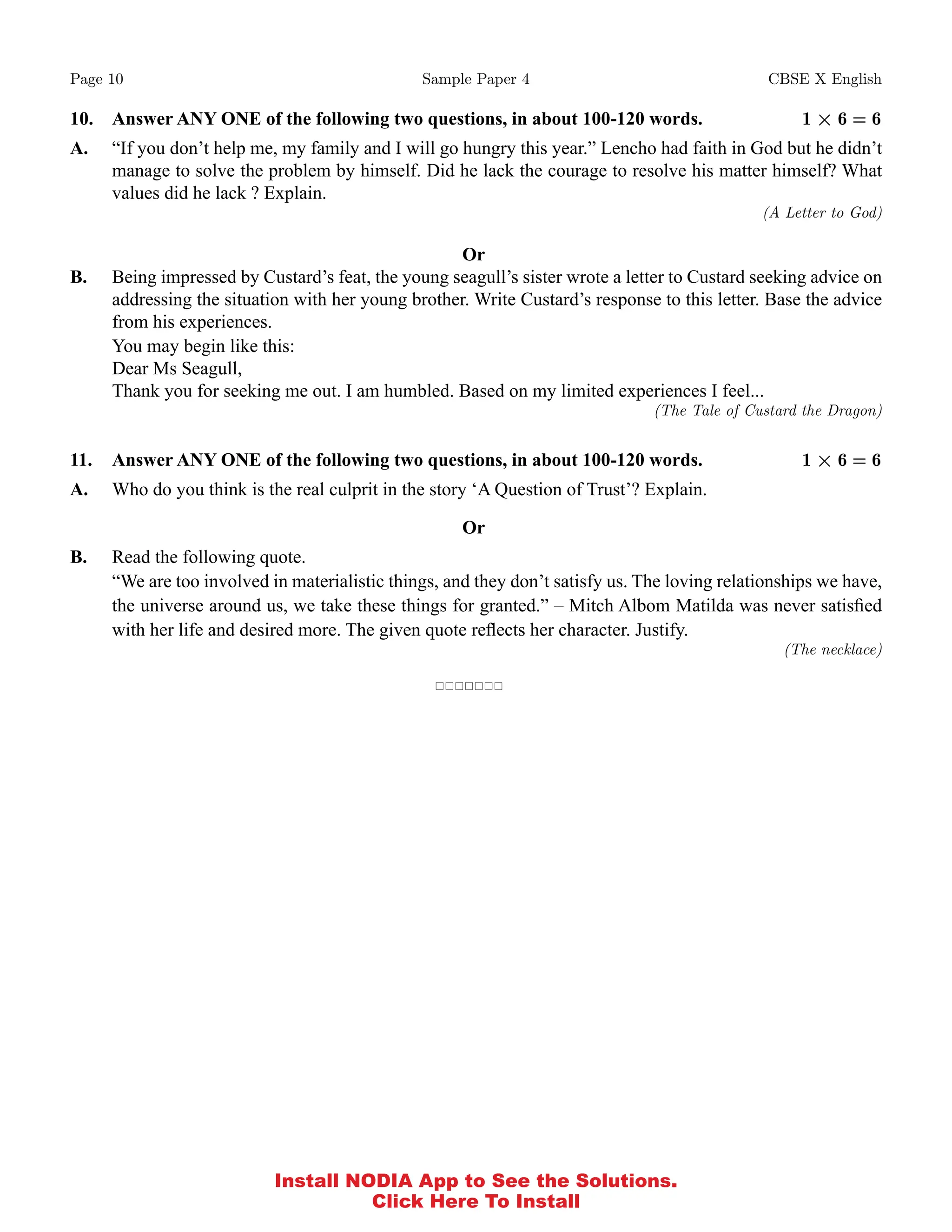 SQP 30 Sets English CBSE 10 sample paper | PDF