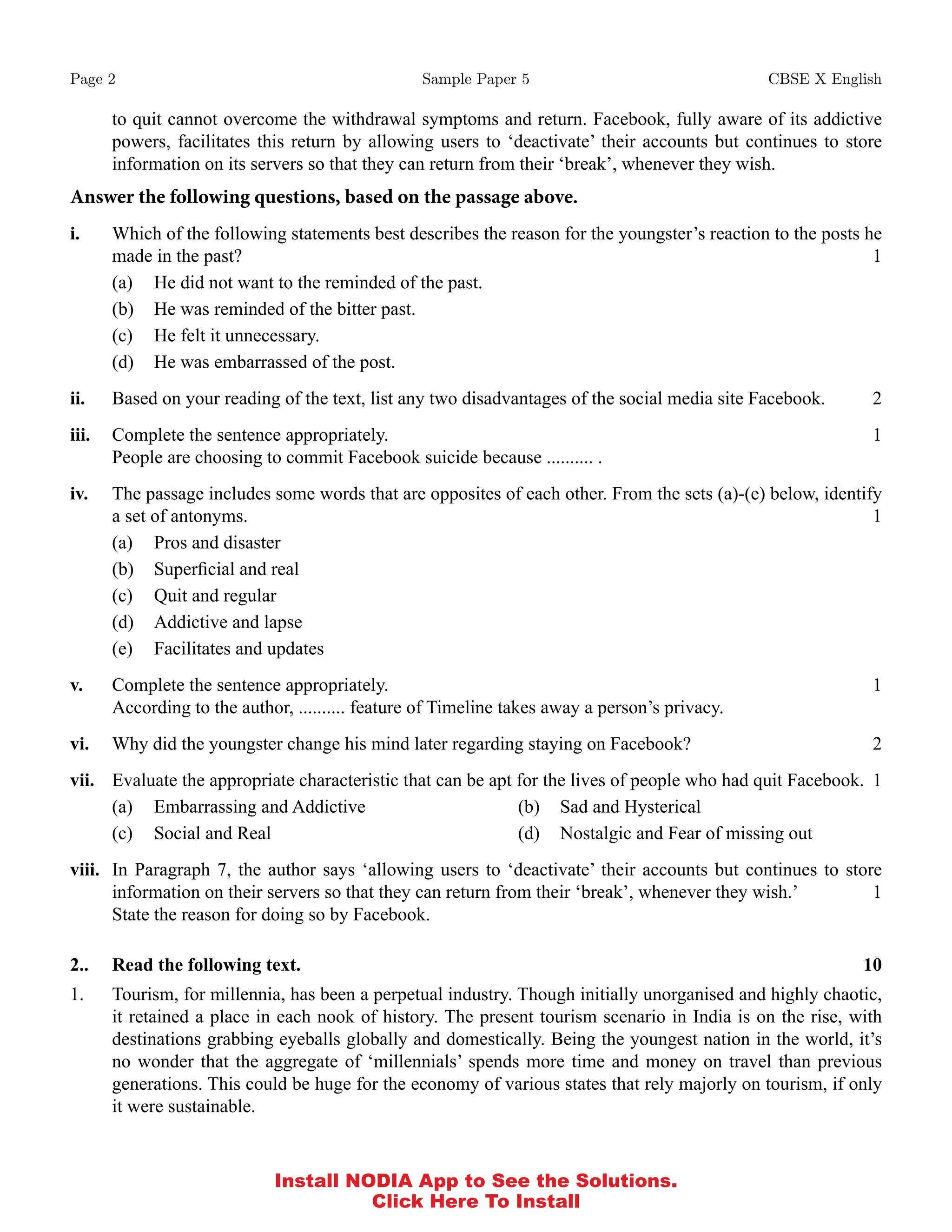 SQP 30 Sets English CBSE 10 sample paper | PDF