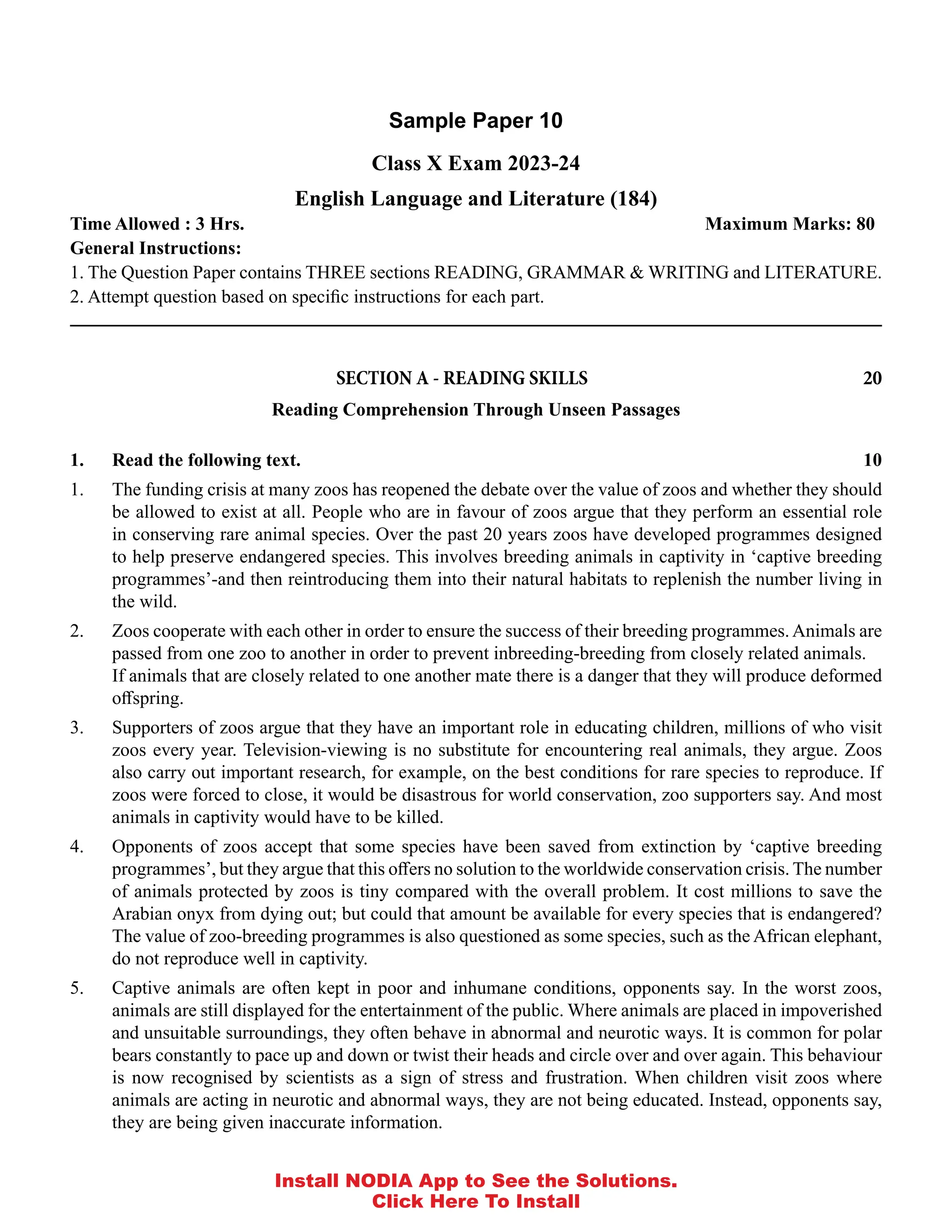 SQP 30 Sets English CBSE 10 sample paper | PDF