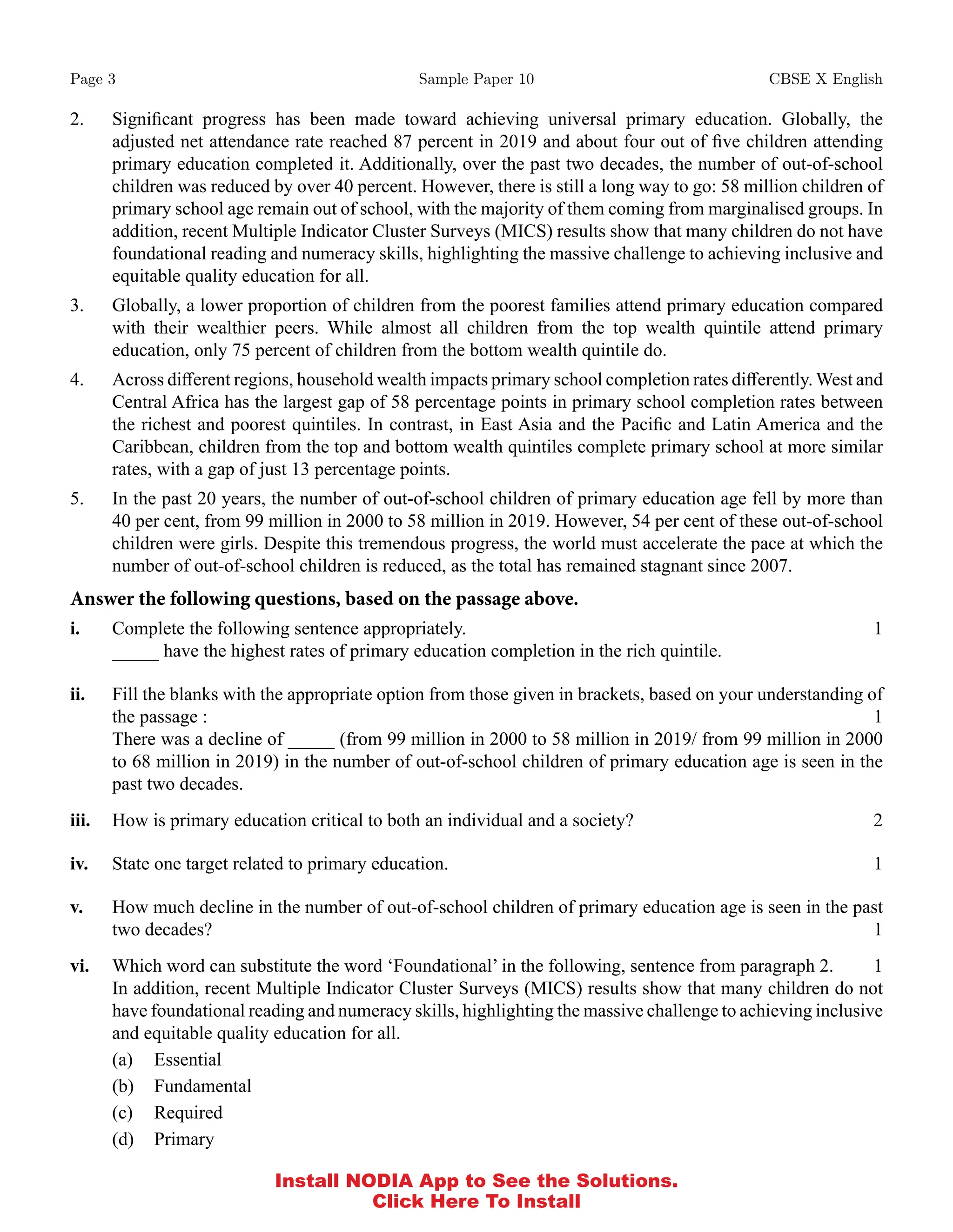 SQP 30 Sets English CBSE 10 sample paper | PDF