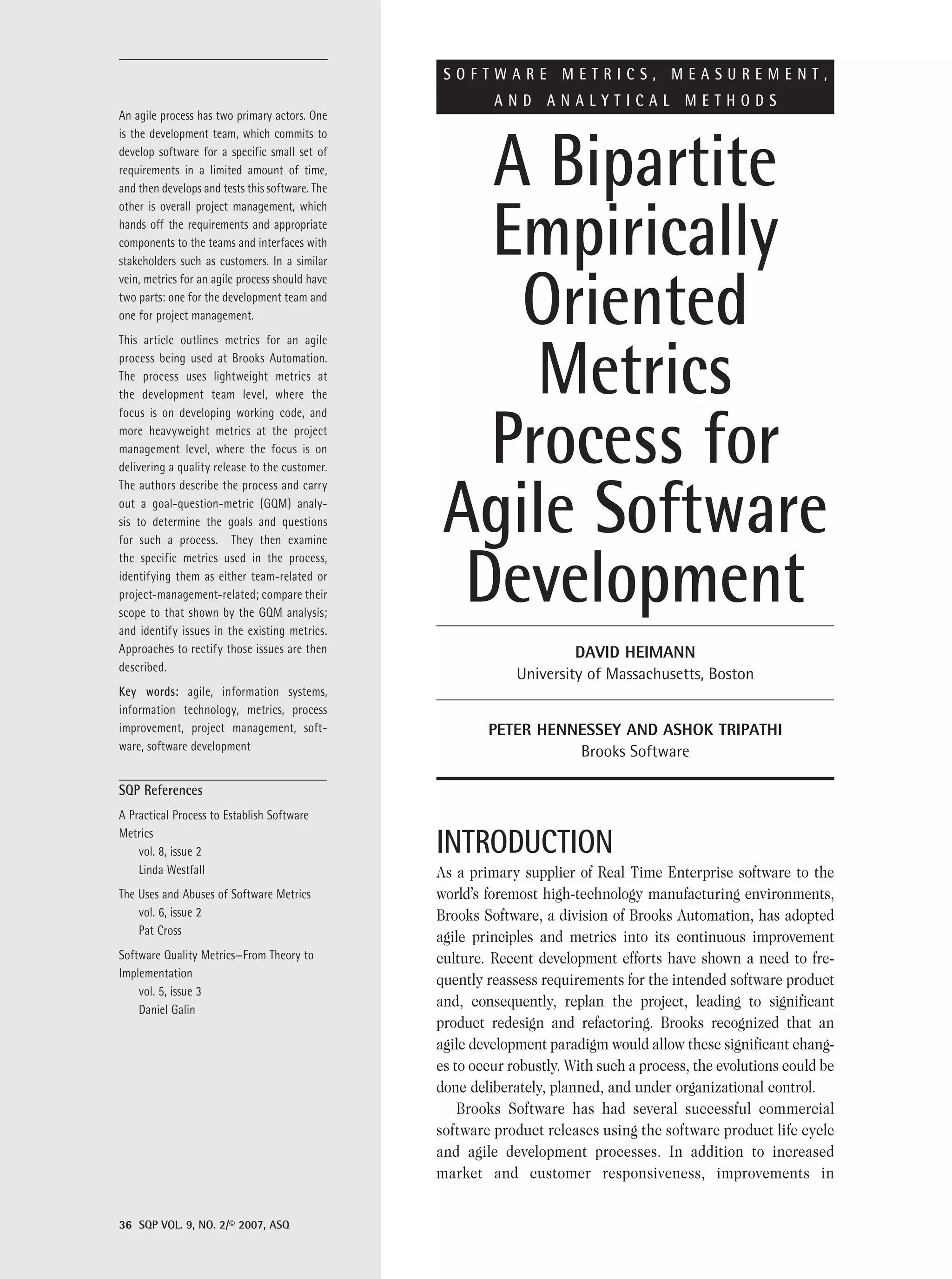 Agile Metrics article | PDF