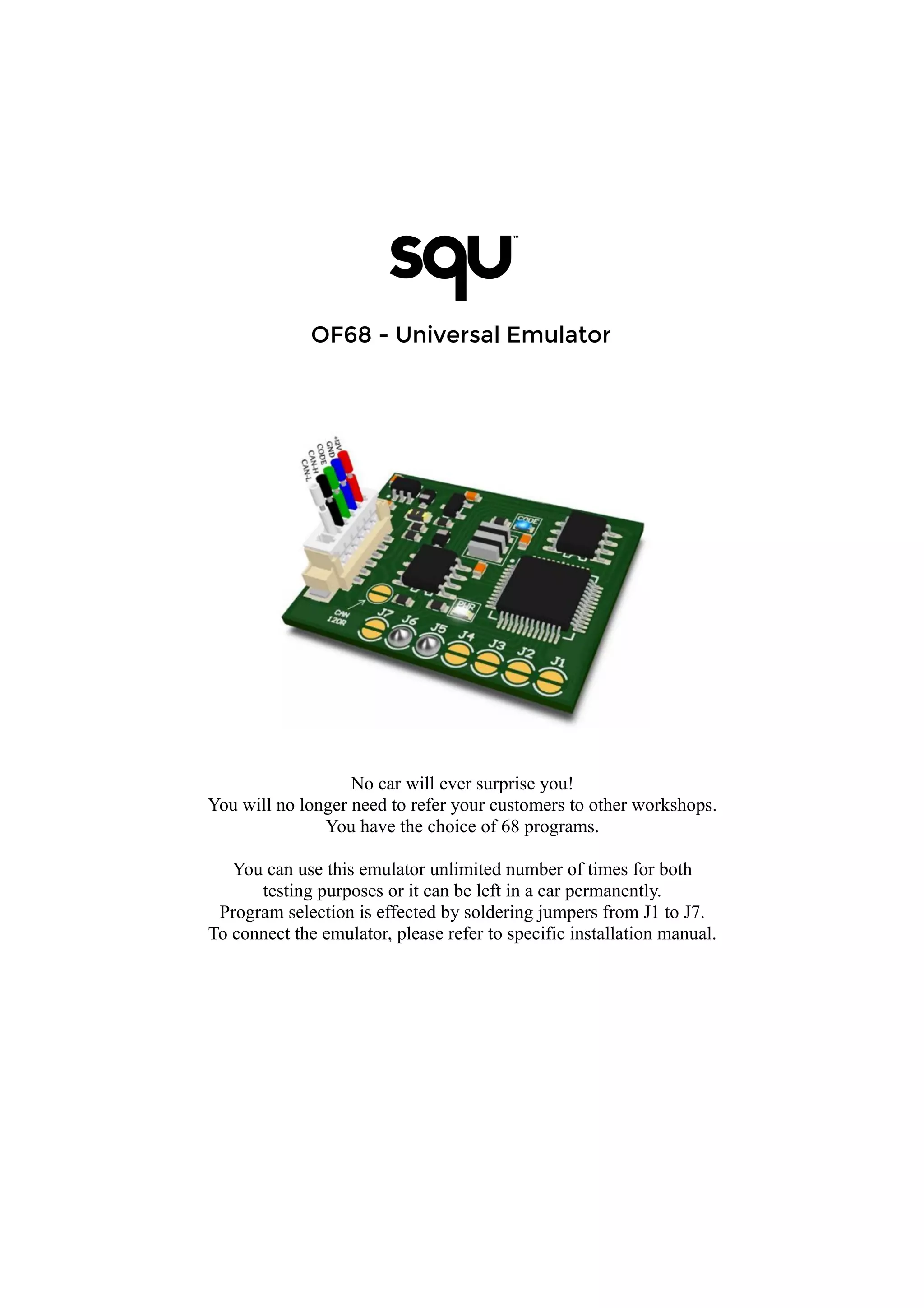 SQU OF68 Universal Car Emulator User Manual obdii365 | PDF