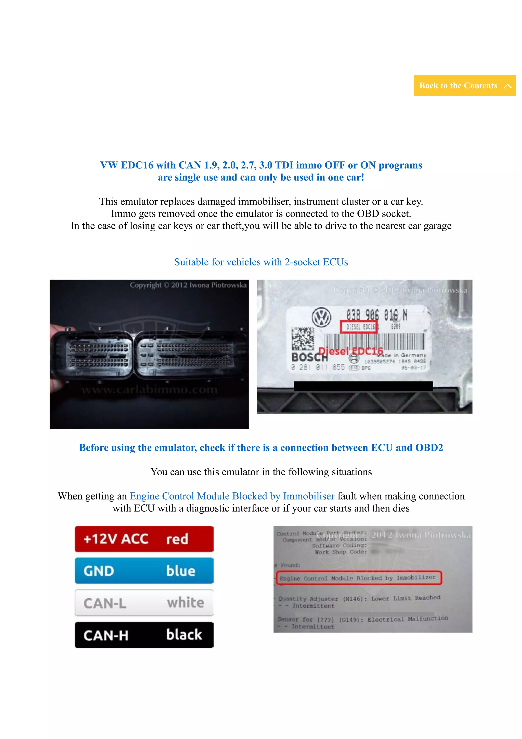 SQU OF68 Universal Car Emulator User Manual obdii365 | PDF
