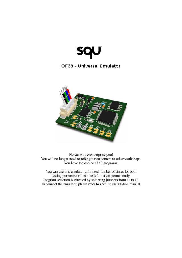 SQU OF68 Universal Car Emulator User Manual obdii365 | PDF
