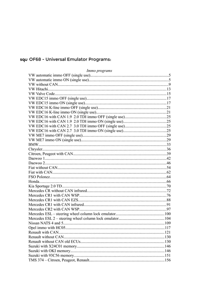 SQU OF68 Universal Car Emulator User Manual obdii365 | PDF