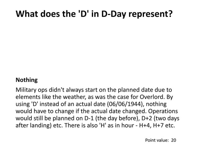Squadron D-Day Quiz - with no transition effects | PPTX