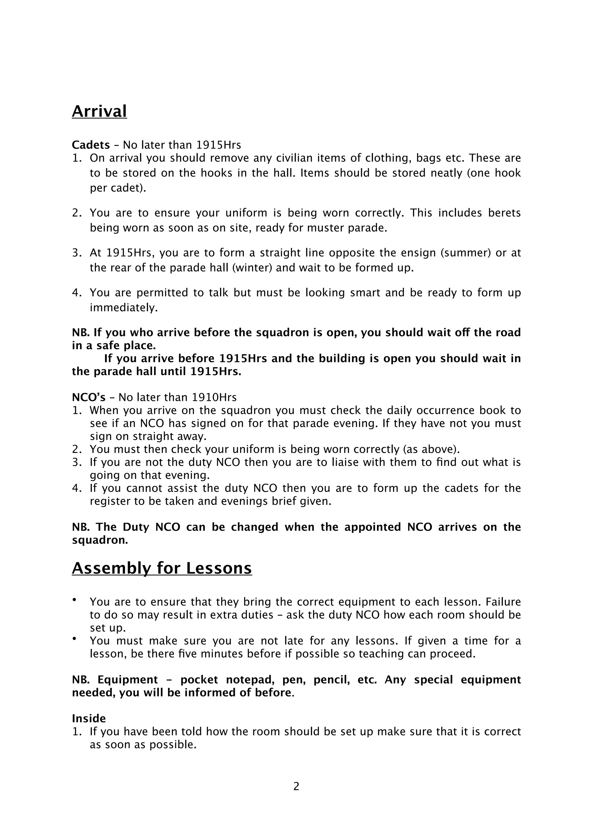 Squadron SOPs | PDF