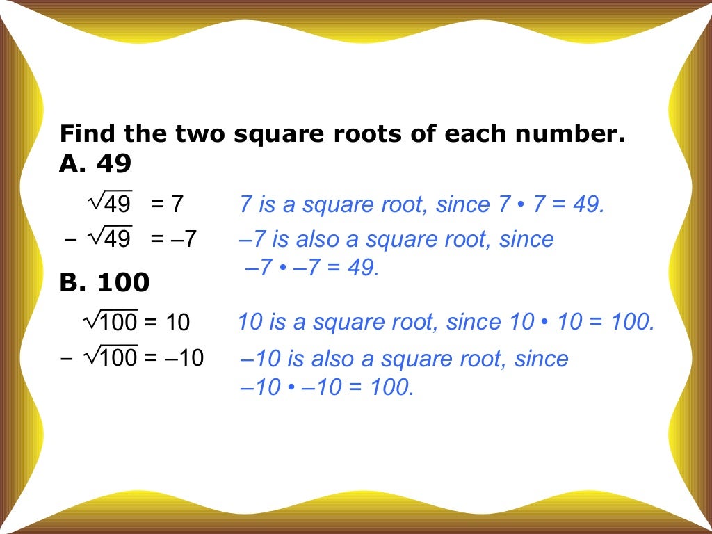 Square And Square Roots Square And Square Roots