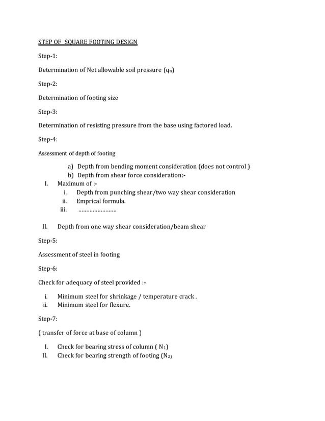 Square footing design | DOCX