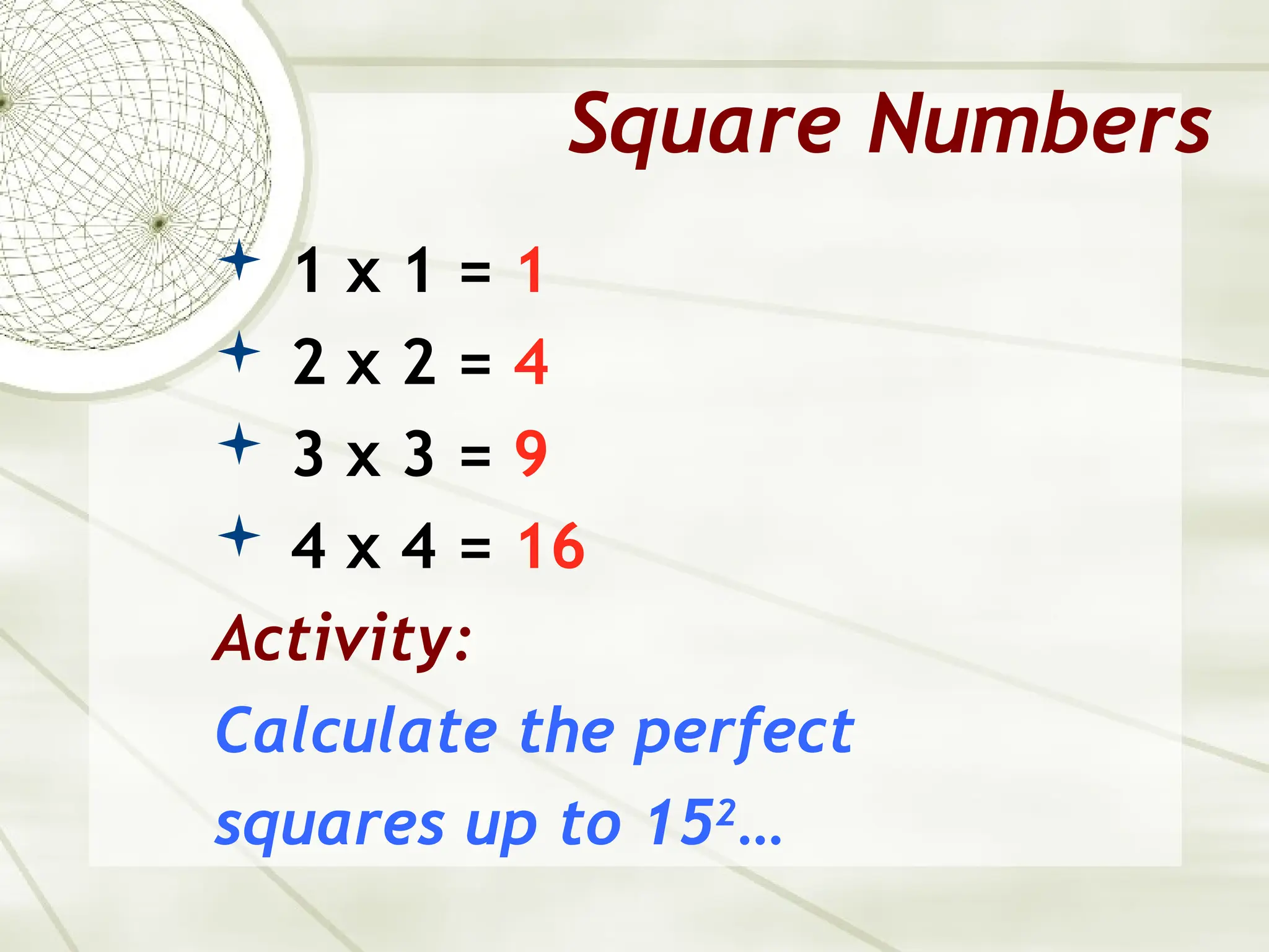 Grade 4 primary and middle grades Square Numbers.ppt