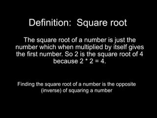 Square Numbers and Square Roots (White) | PPTX