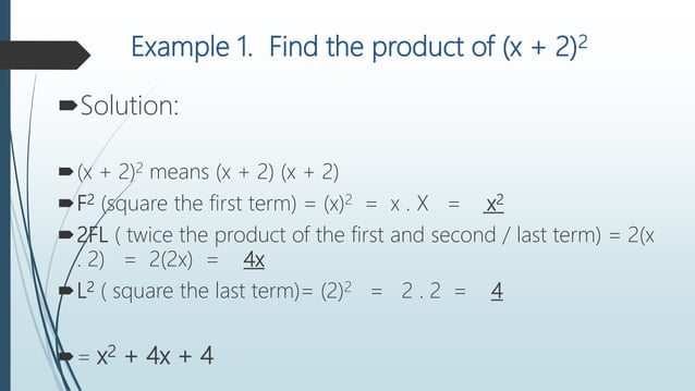 Square of a binomial | PPTX