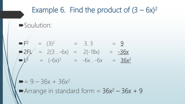 Square of a binomial | PPTX