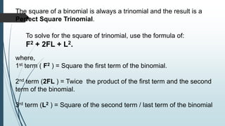 Square of a binomial | PPTX