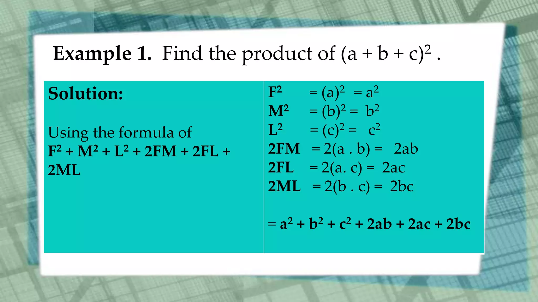 Square of trinomial | PPTX