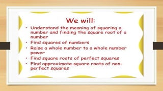 Squares and Square root - Class VIII | PPT