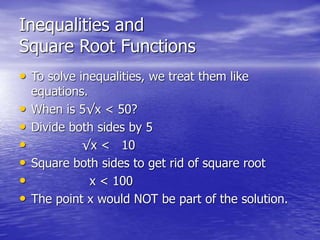 Square root and quadratic function | PPT